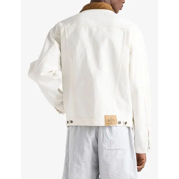 Prada Regular-fit Denim Jacket With Leather Collar