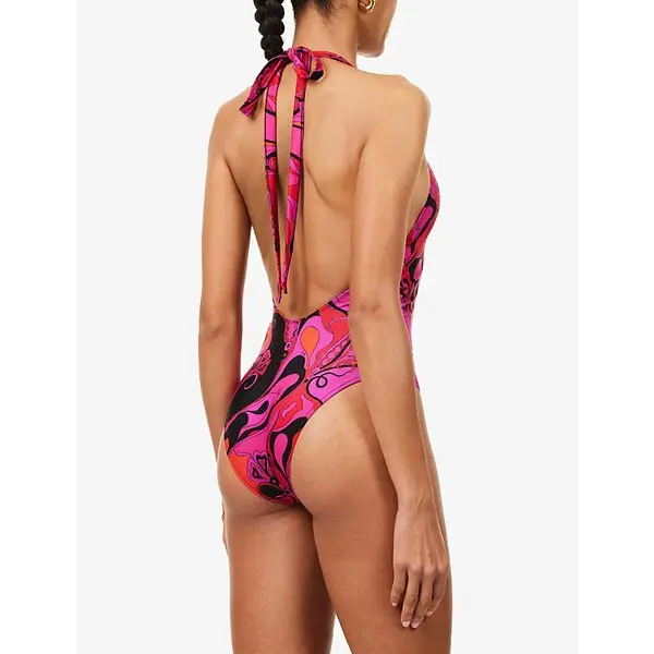 Emilio Pucci Orchidee Printed Swimsuit - Fuchsia Black