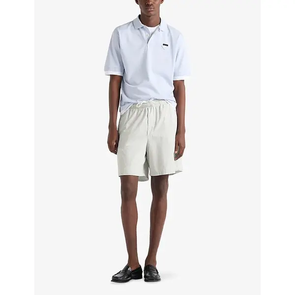 Prada Layered-effect Boxy-fit Cotton Polo Shirt - Light Blue