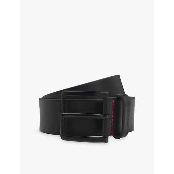 Hugo Logo-keeper Leather Belt - Black