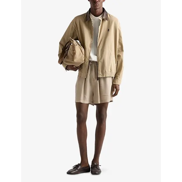 Prada Leather-collar Cotton-garbadine Jacket
