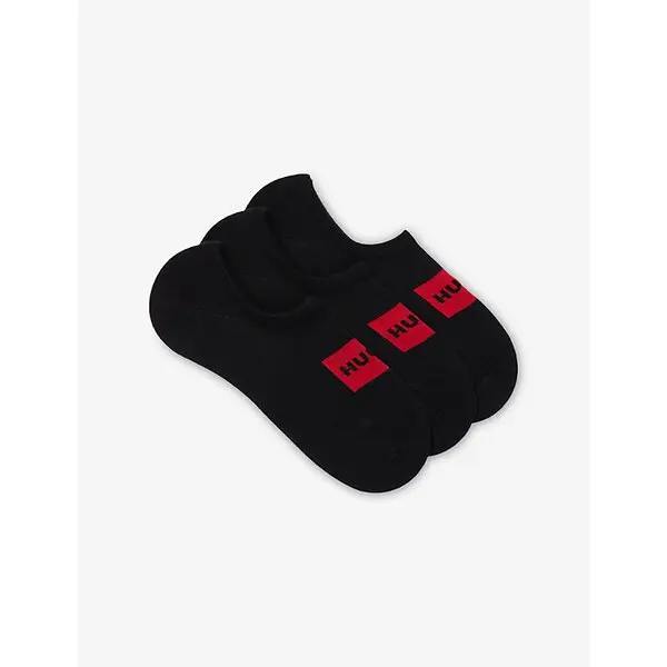 Hugo Logo-print Pack Of Three Cotton-blend Invisible Socks