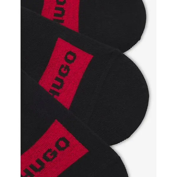 Hugo Logo-print Pack Of Three Cotton-blend Invisible Socks