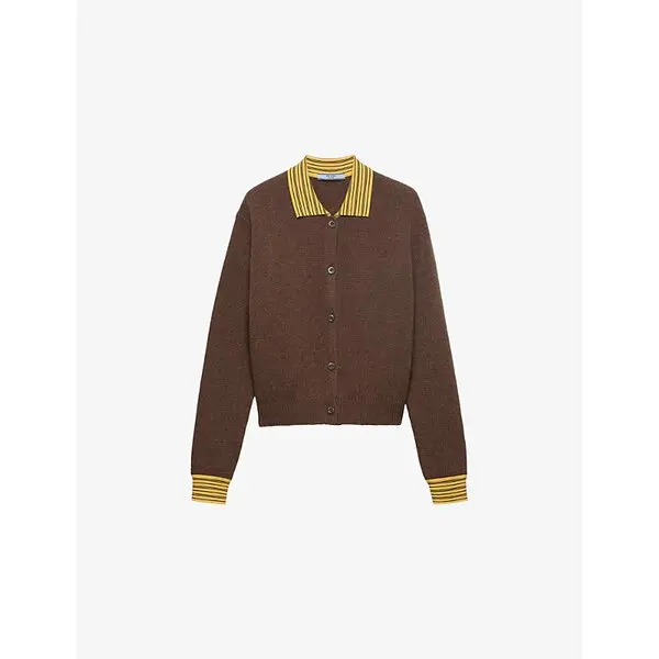 Prada Contrast-collar Cashmere Cardigan