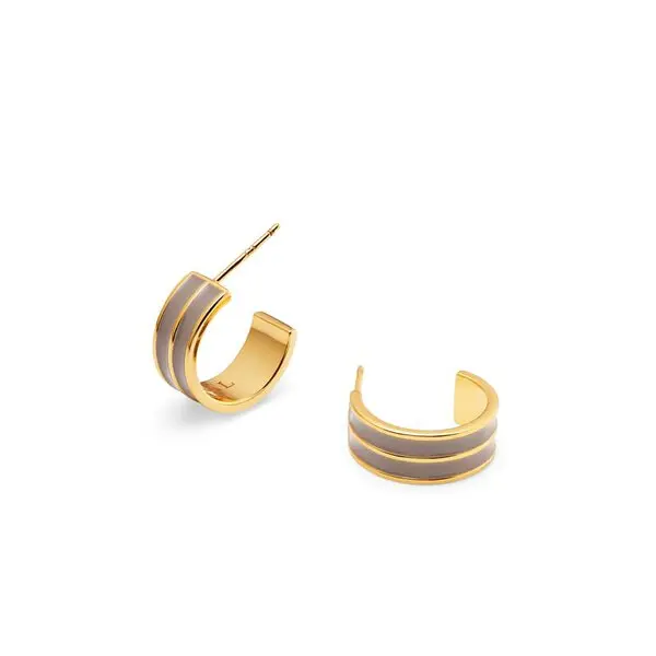 ASPINAL OF LONDON Ribbed Enamel Hoop Earrings - Neutral