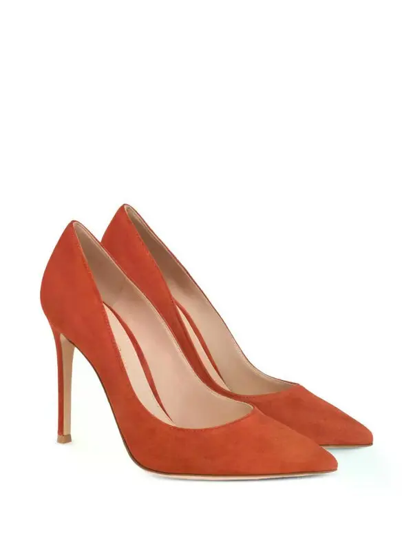 GIANVITO ROSSI Pointed Suede Pumps - Orange