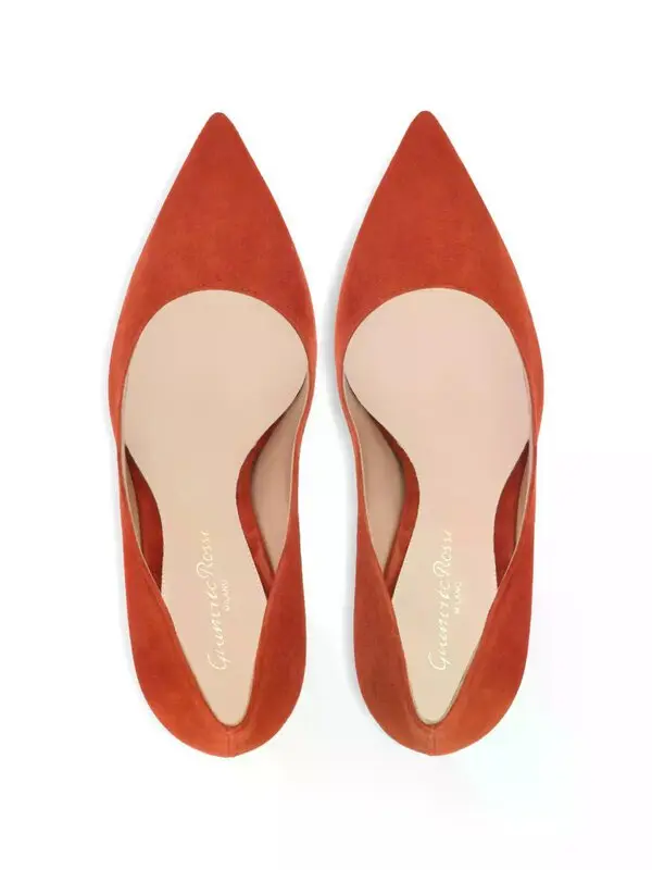 GIANVITO ROSSI Pointed Suede Pumps - Orange