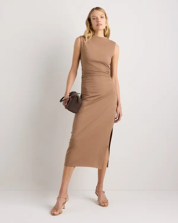 Quince Sleeveless Mock Neck Midi Dress