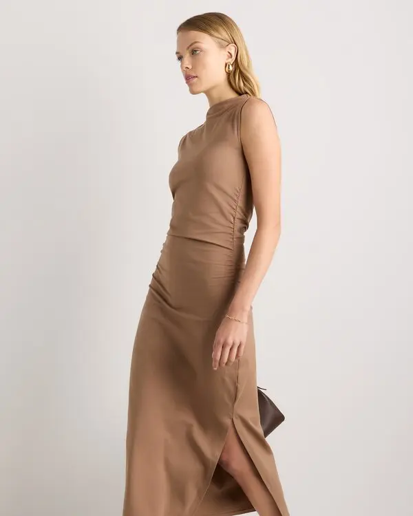 Quince Sleeveless Mock Neck Midi Dress