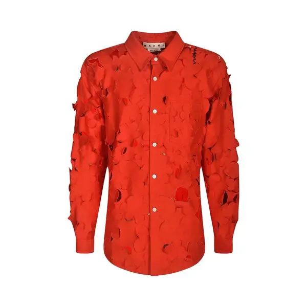 Marni Embroidered Rover Flowers Cut Out Shirt - Red