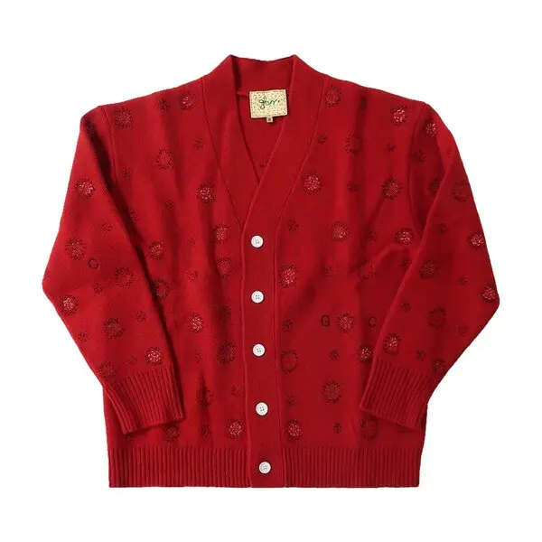 GLASS CYPRESS Monogram Cardigan - Red