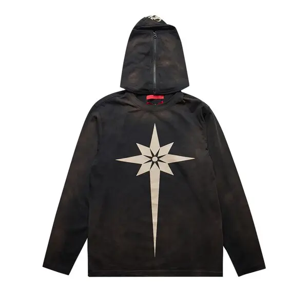 KUSIKOHC Origami Print Mask Long-sleeve T-shirt - Brown