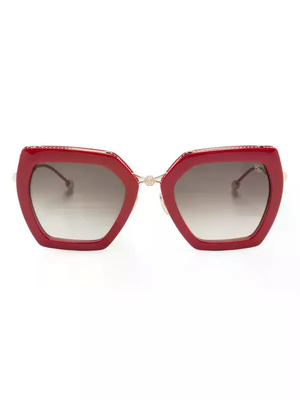 Philipp Plein Geometric Sunglasses - Red