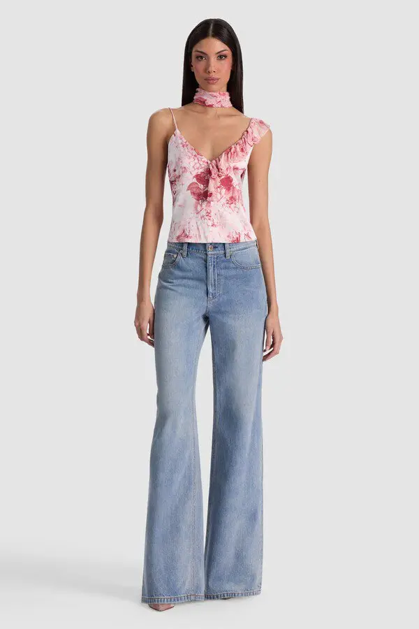 Alice + Olivia Zelda Ruffle Tank With Scarf