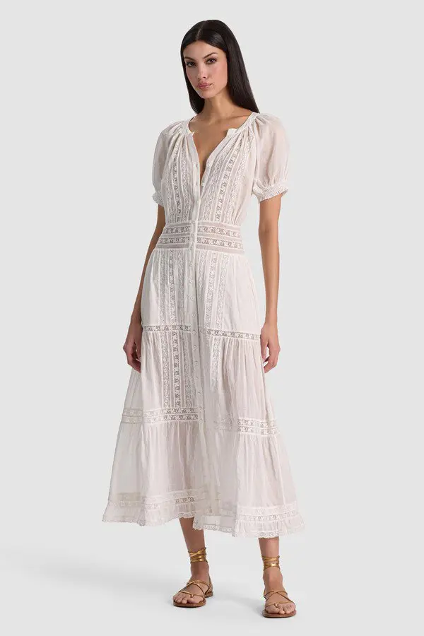 Alice + Olivia Kathryn Midi Shirt Dress - White