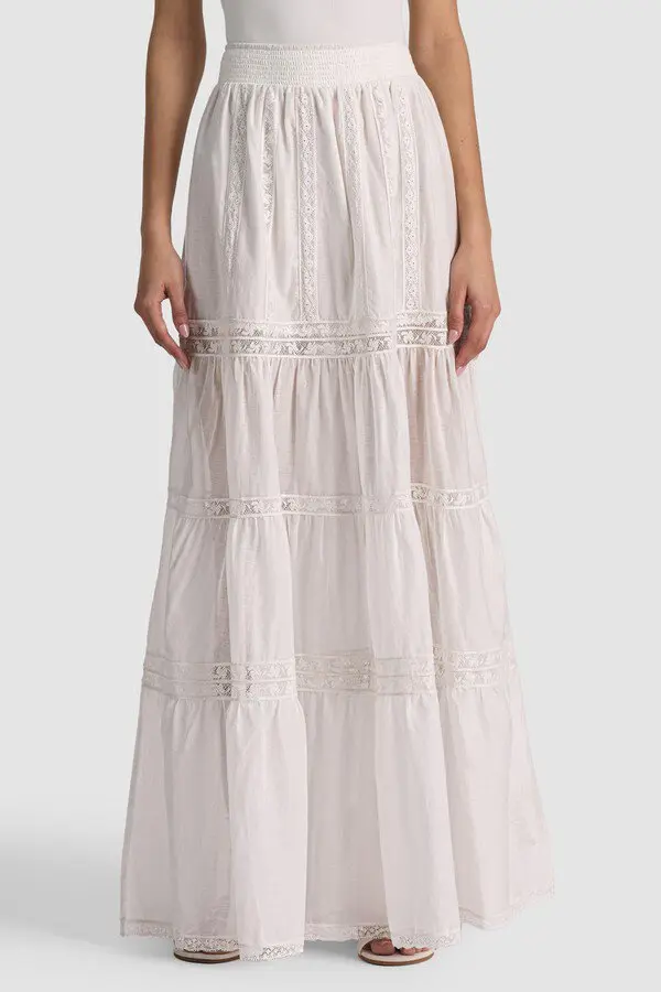 Alice + Olivia Kathryn Tiered Maxi Skirt - White