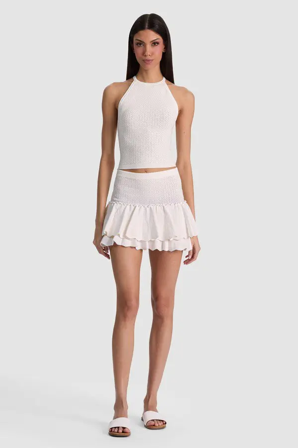 Alice + Olivia Siya Pointelle Knit Mini Skirt