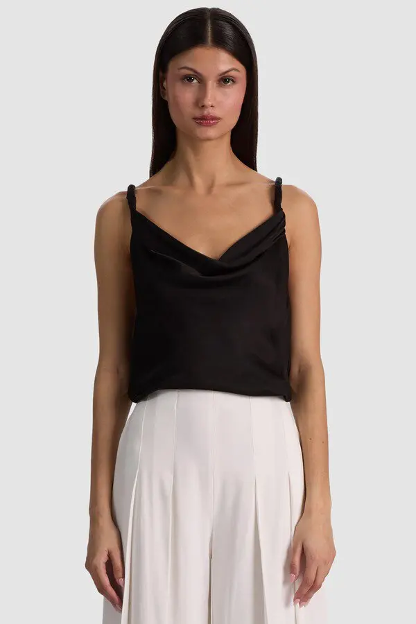 Alice + Olivia Monique Twist Strap Tank - Black