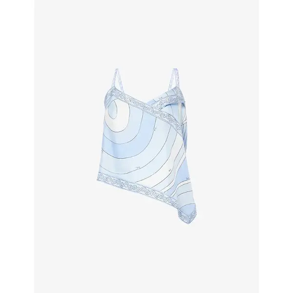 Emilio Pucci Iride Asymmetric Silk Top - Pale Blue