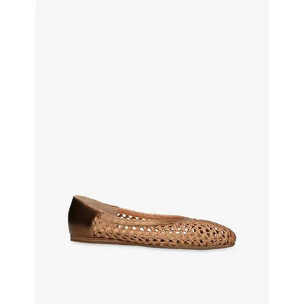 ANCIENT GREEK SANDALS Aeropi Leather And Raffia Ballet Pumps - Bronze
