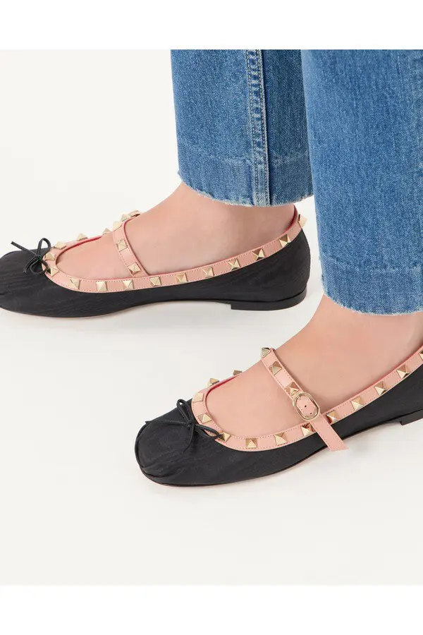 Valentino Garavani Rockstud Moiré Ballerinas - Black