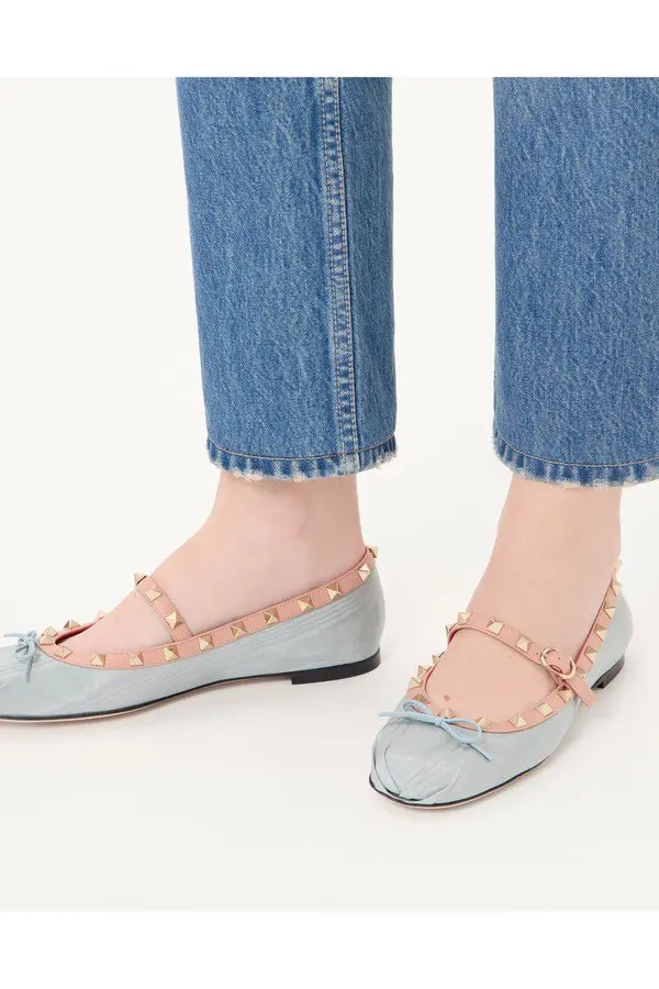 Valentino Garavani Rockstud Moiré Ballerinas - Natural