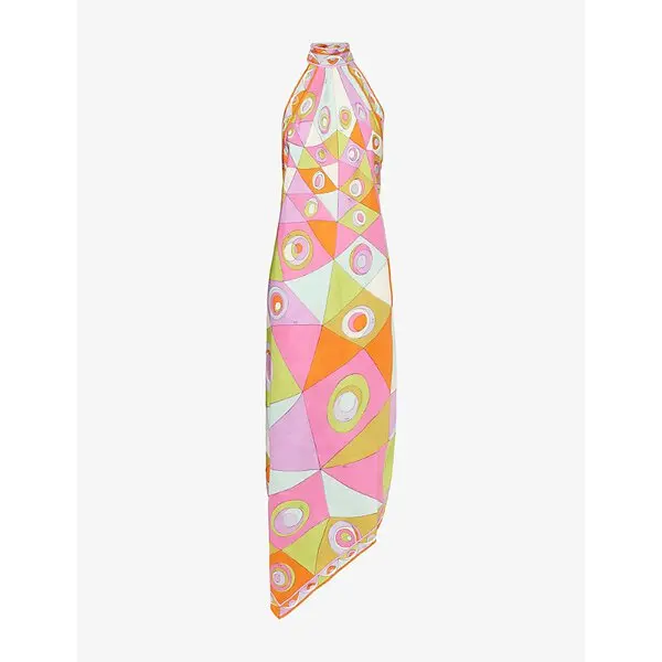 Emilio Pucci Halter-neck Patterned Silk Midi Dress