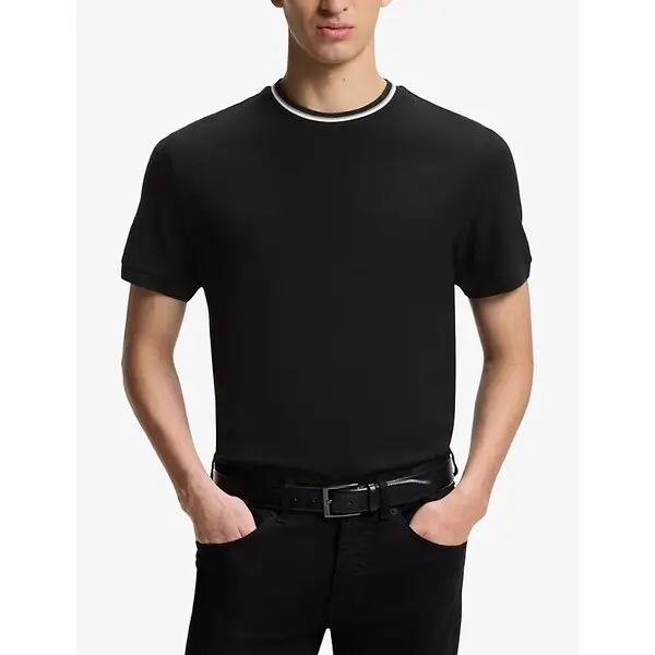 BOSS Striped-collar Regular-fit Cotton-piqué T-shirt Xxl