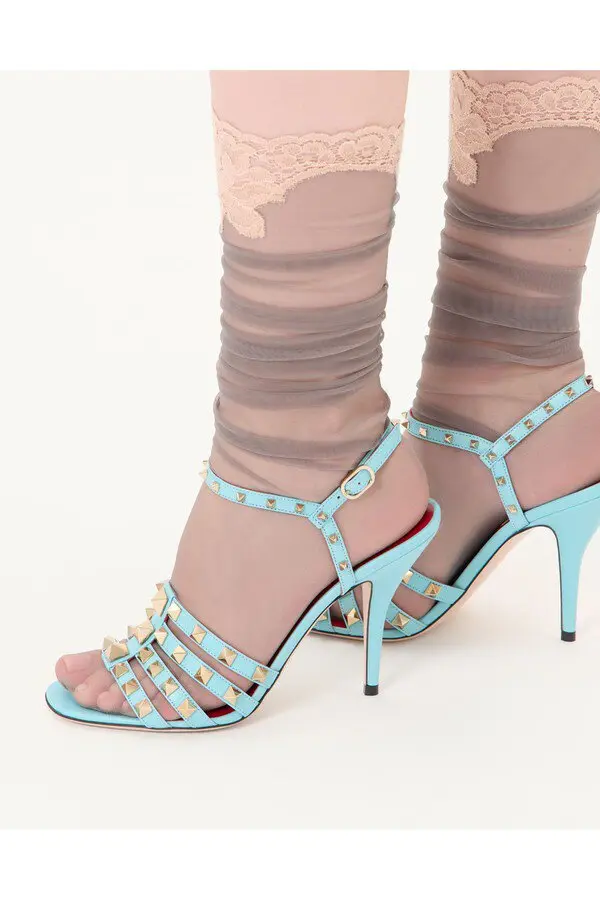 Valentino Garavani Rockstud Kidskin Sandal - Natural