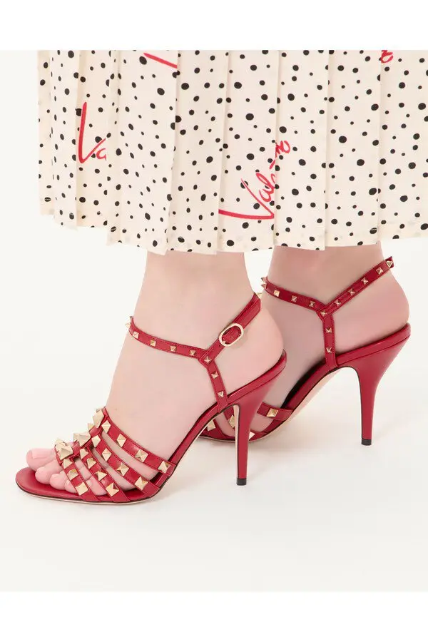 Valentino Garavani Rockstud Kidskin Sandal - Red
