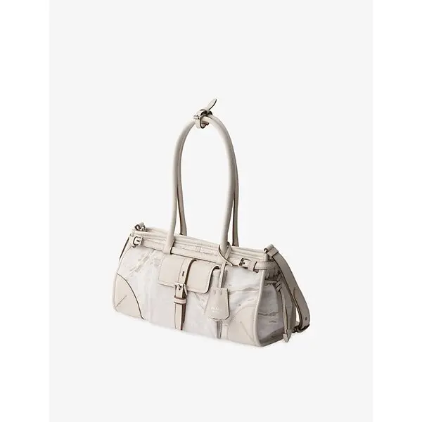 Prada Linen And Leather Shoulder Bag - White