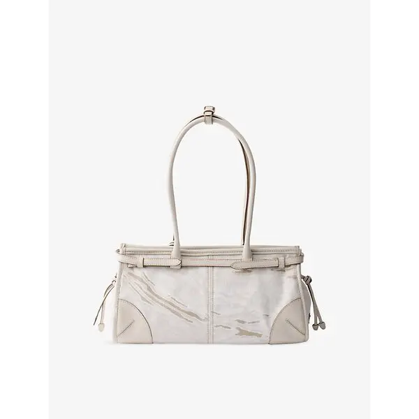 Prada Linen And Leather Shoulder Bag - White