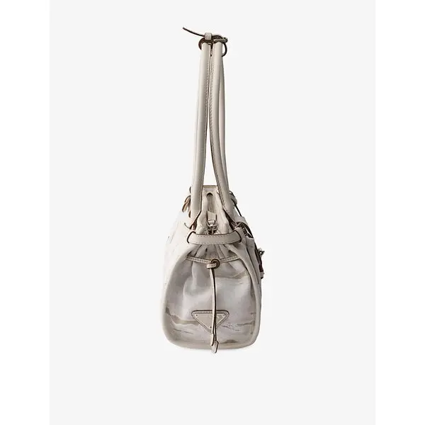 Prada Linen And Leather Shoulder Bag - White