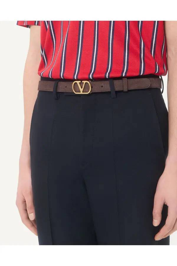 Valentino Garavani Vlogo Signature Suede Belt - Gold