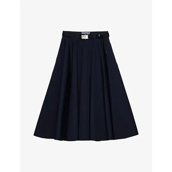 Prada Poplin Midi Skirt - Blue