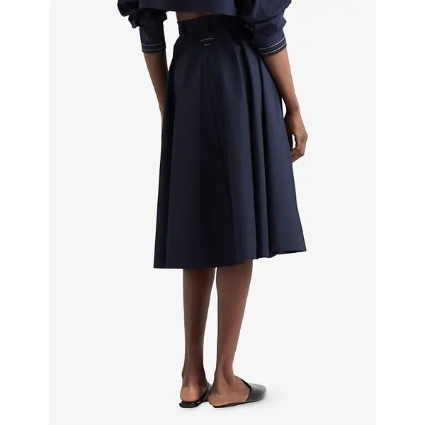 Prada Belted Midi Poplin Skirt