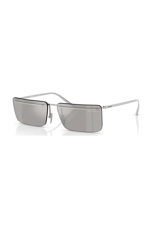 Prada Silver Metal Semi-rim Rectangle Sunglasses - Red