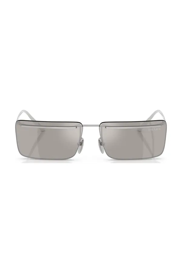 Prada Silver Metal Semi-rim Rectangle Sunglasses