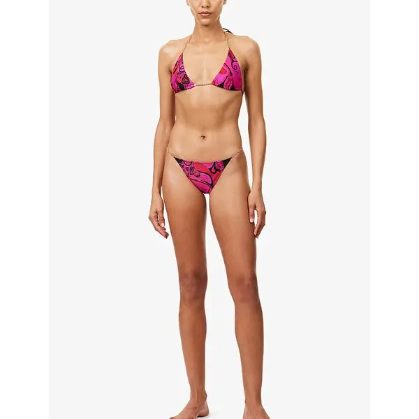 Emilio Pucci Orchidee Printed Bikini Bottoms - Fuchsia Black