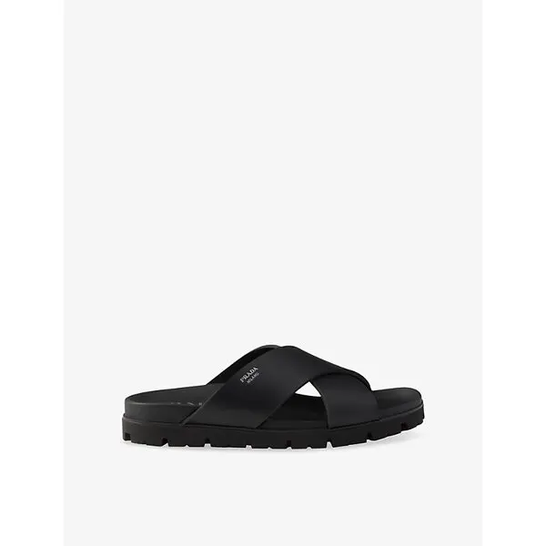 Prada Crisscross Rubber Sandals - Black