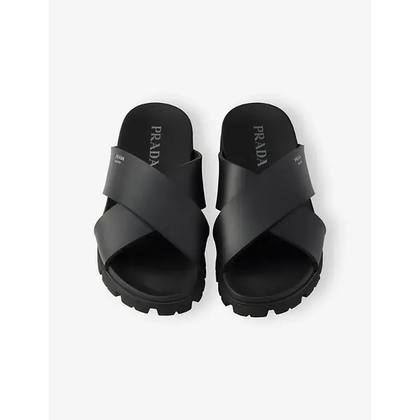 Prada Crisscross Rubber Sandals