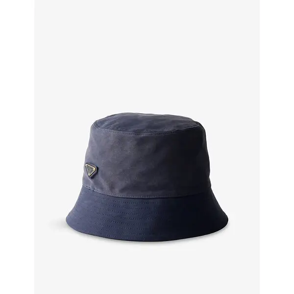 Prada Logo-embellished Satin Bucket Hat - Blue