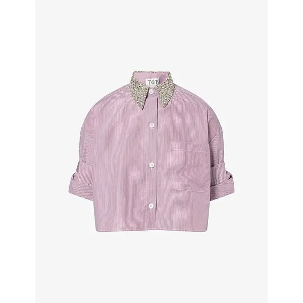 TWP Crystal-collar Cotton Shirt - White Wine