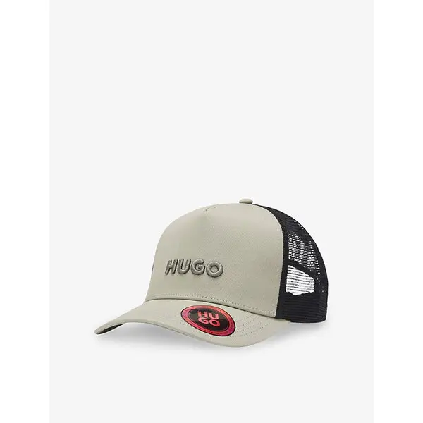 Hugo Logo-embroidered Mesh-panel Cotton Trucker Cap - Light/pastel Green