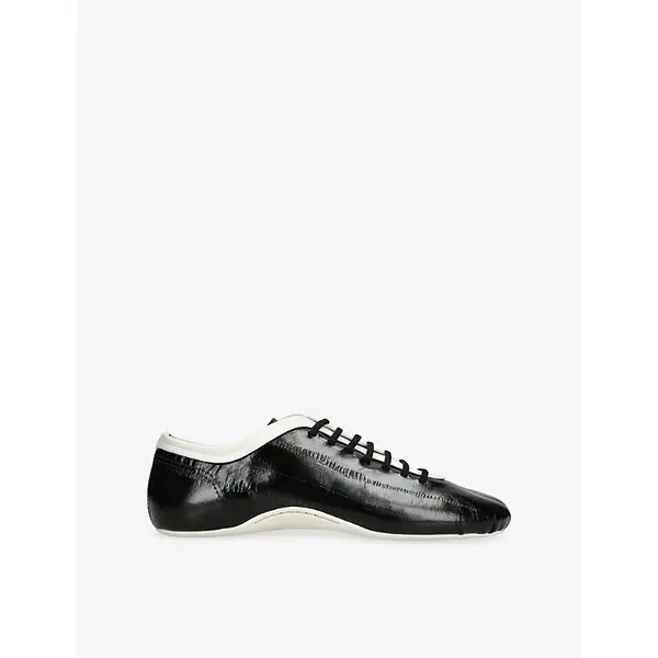 Dries Van Noten Flat Slim Leather Trainers - Black