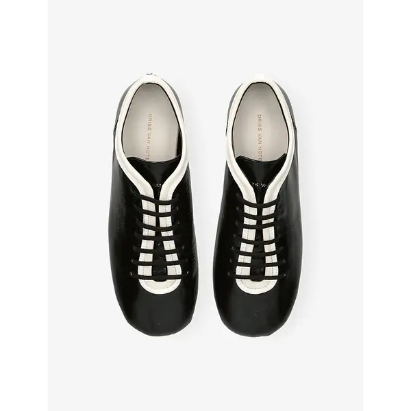 Dries Van Noten Flat Slim Leather Trainers - Black