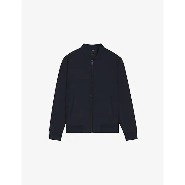 BOSS Padded-panel Zipped Cotton Sweatshirt - Dark Blue