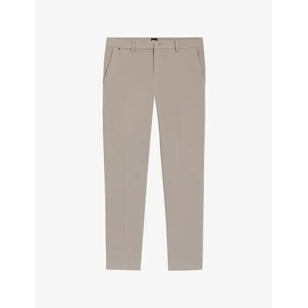 BOSS Modern-fit Tapered-leg Stretch Cotton-garbadine Trousers - Open Beige