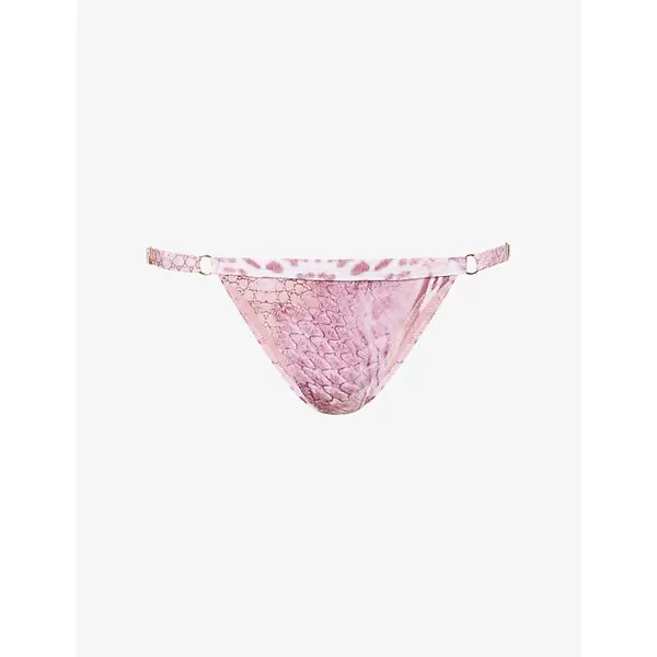 GRACEJACOB Tora Gold Palm Bikini Bot - Pink