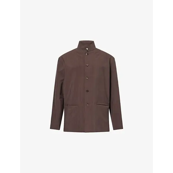 UMIT BENAN Julian Camp-collar Silk-blend Jacket - Benan Brown